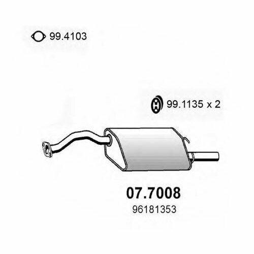 Глушитель выхлопных газов конечный, ASSO 07.7008 (1 шт.)
