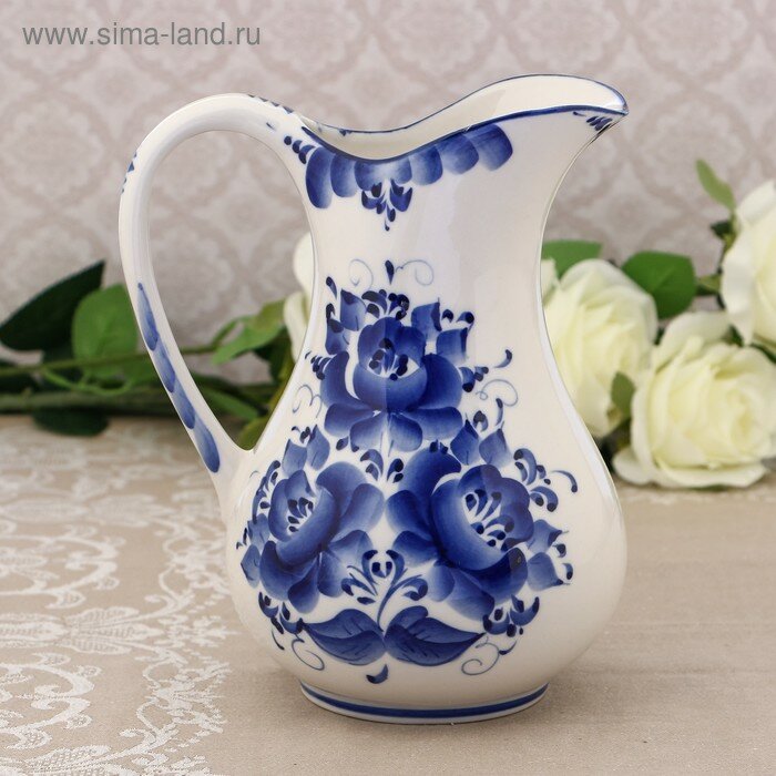 Кувшин фарфор «Аннушка», 1.5 л, 20.5 см, гжель