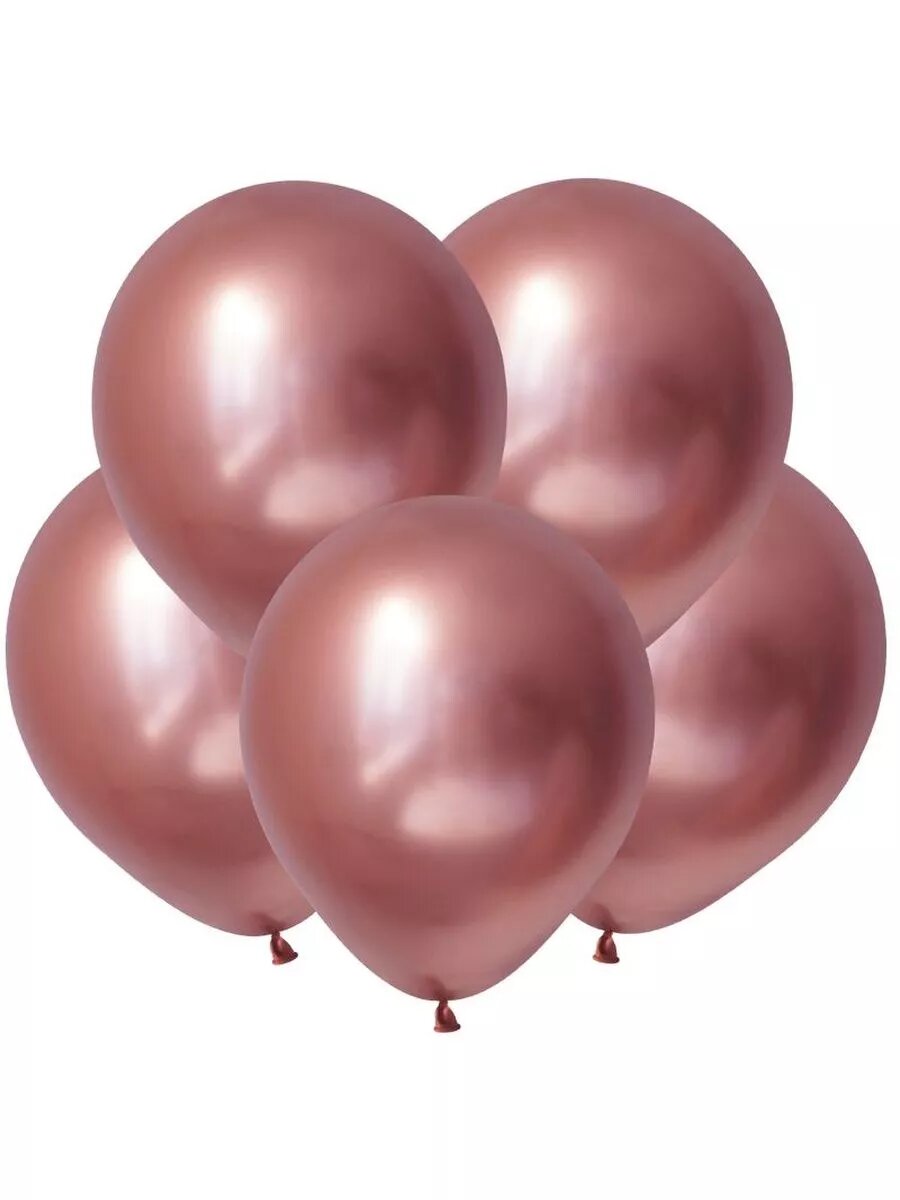 Розовое золото, Зеркальные шары / Mirror Rose Gold, латексный шар (5"/12,5 см ) 50 шт. / Веселый праздник