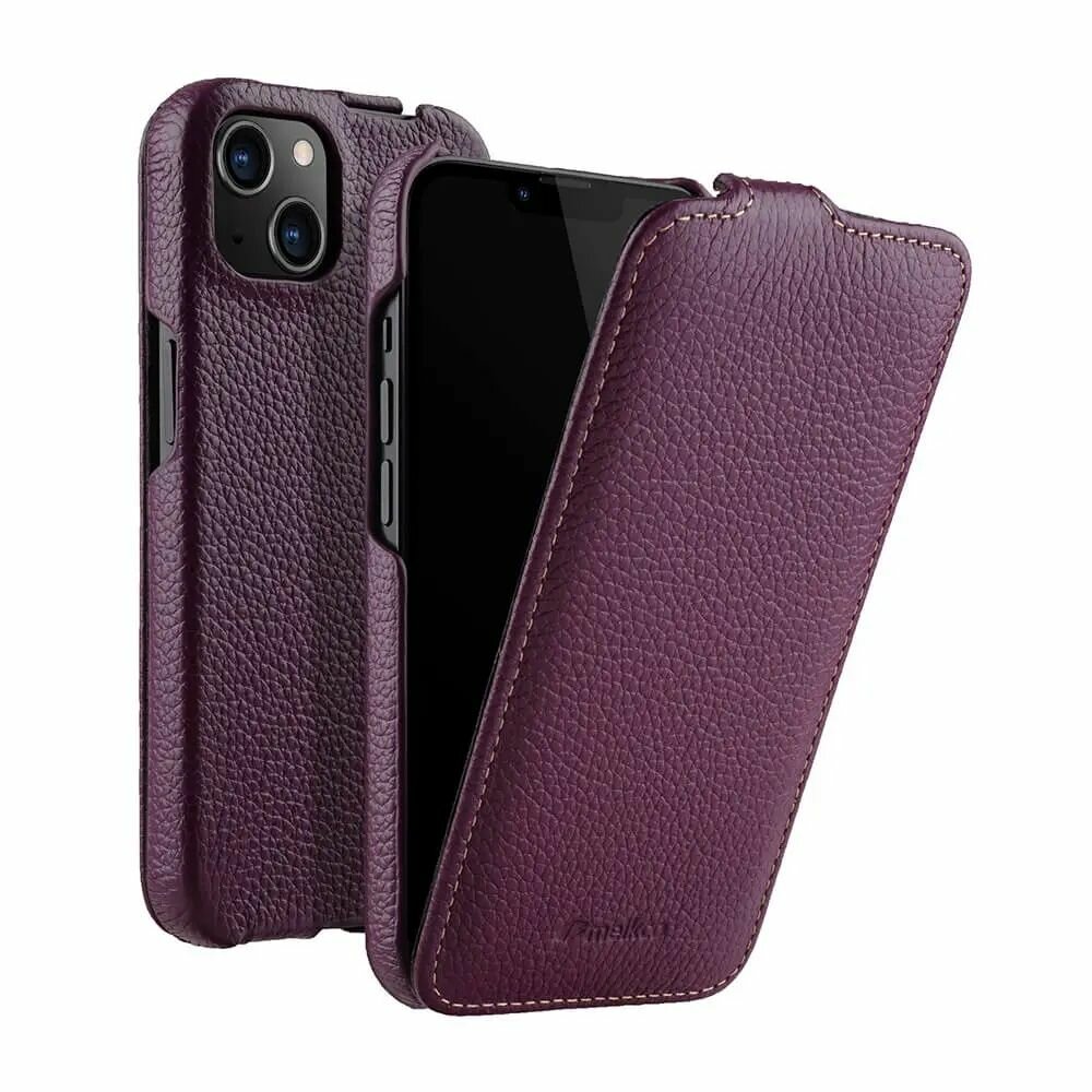 Кожаный чехол флип Melkco для Apple iPhone 13 (6.1") - Jacka Type, сиреневый