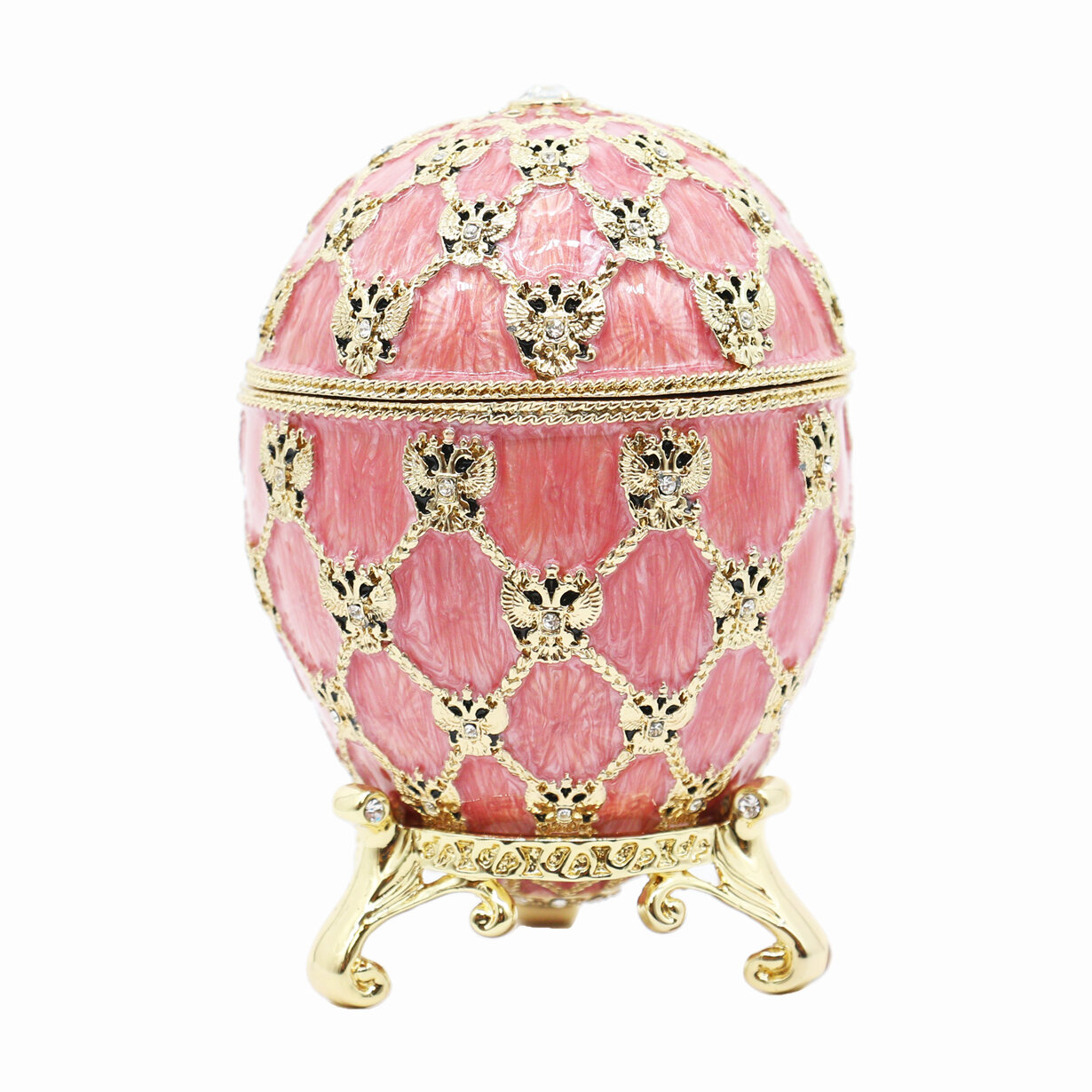 Яйцо Фаберже Коронационное, розовое, 9см (27907)
