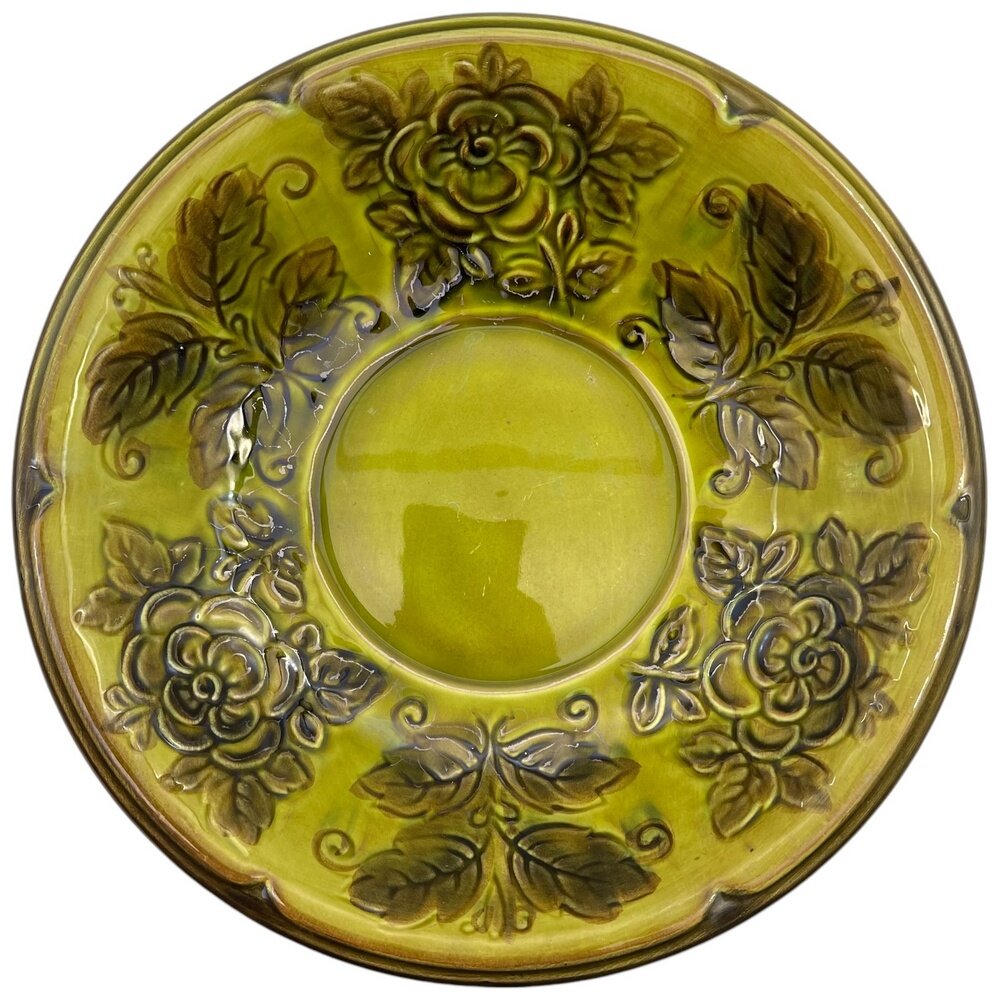 Блюдо "Розы", 26 см, фаянс, ручная роспись, 1962-1991 гг, ЗиК, Конаково, СССР