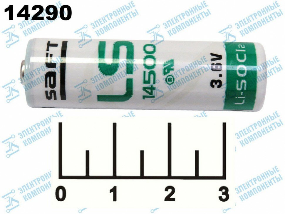 Литиевый элемент AA 3.6V 2.25A LS14500 STD Saft (АА)