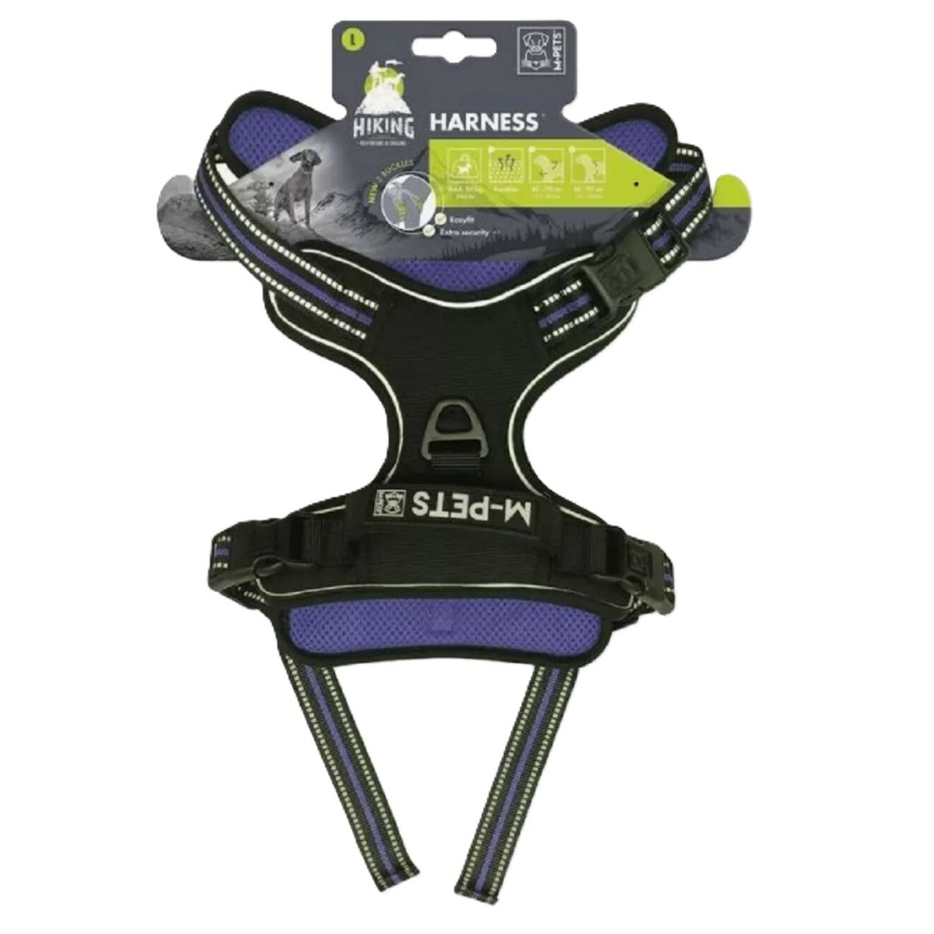 M-PETS Шлейка Hiking, синий электрик L, ОШ 45-70см, ОГ 45-95см, 25мм