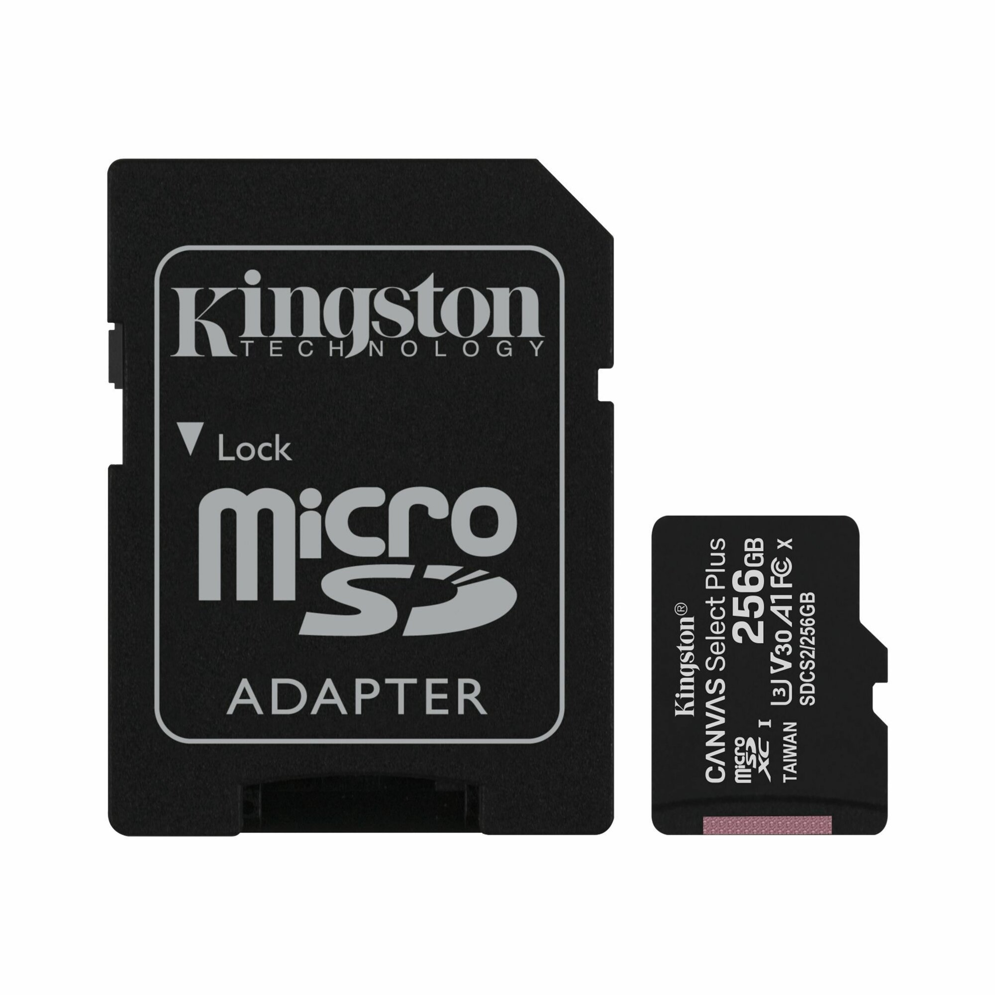 Карта памяти microSDCX 256gb Kingston Canvas Select Plus (SDCS2/256GB) UHS-I, U3, class 10 + SD адаптер