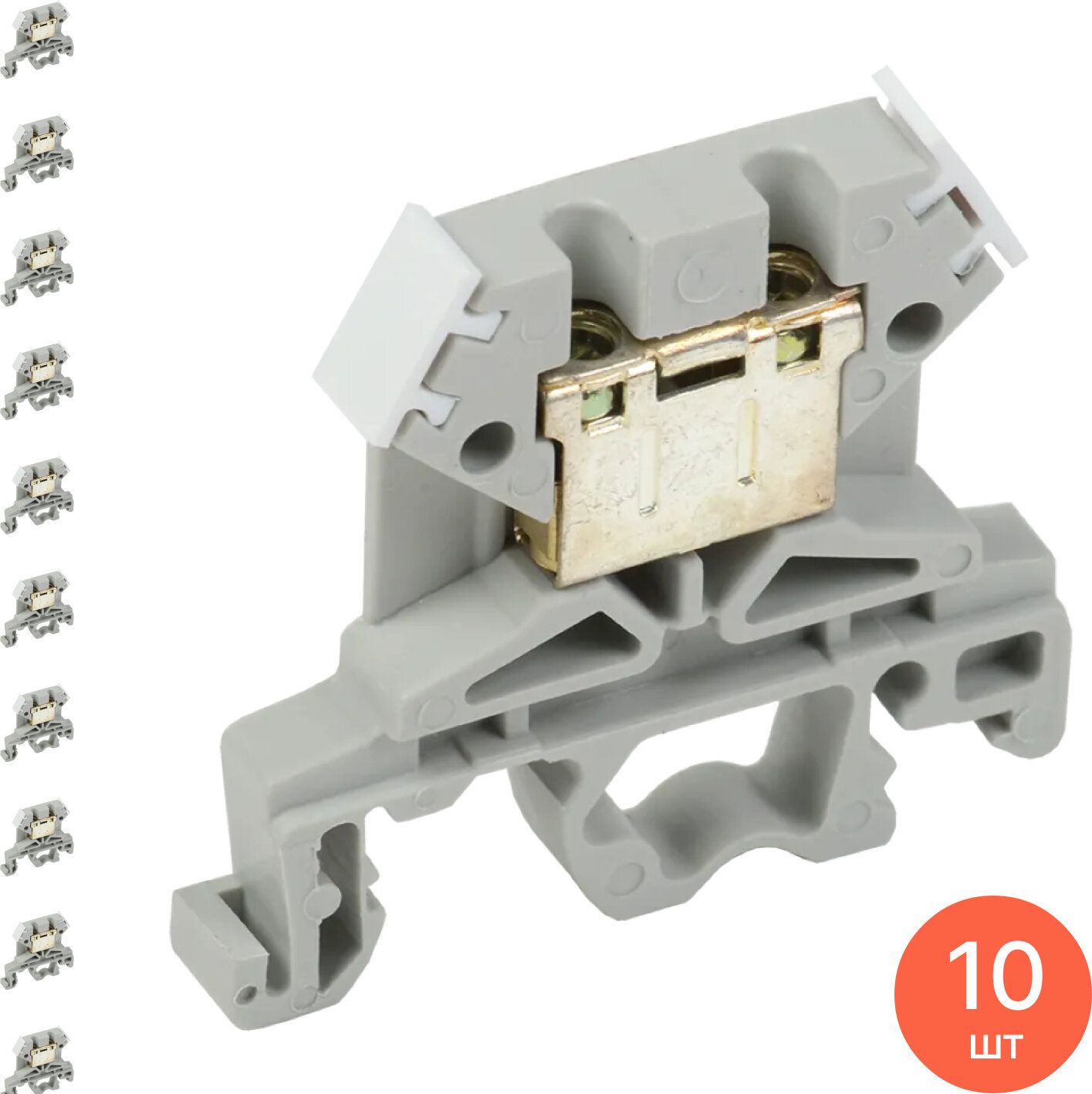 Клемма для проводов IEK / ИЭК ЗНИ-4мм2 (JXB35А), наборная винтовая, корпус огнестойкий полиамид, серый, 45.5х6.3мм, 1шт. / зажим (комплект из 10 шт)