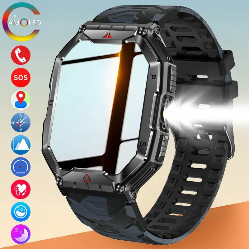 2025 новинка Cмарт-часы мужские женские с gps трекером, фитнес трекер, Светодиодные лазеры, с калькулятором, компас, smartwatch