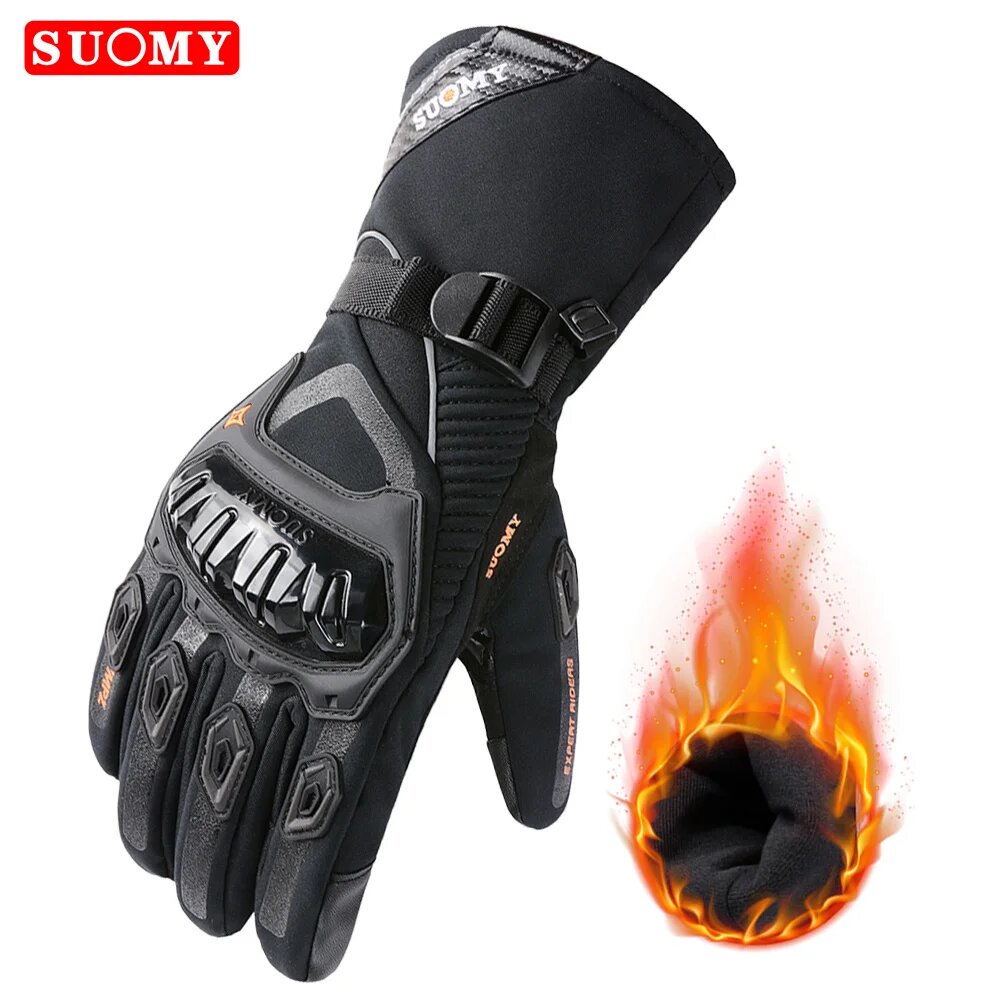 SUOMY зимние теплые женские розовые мотоциклетные перчатки 100% Черный, XXL, Winter Black