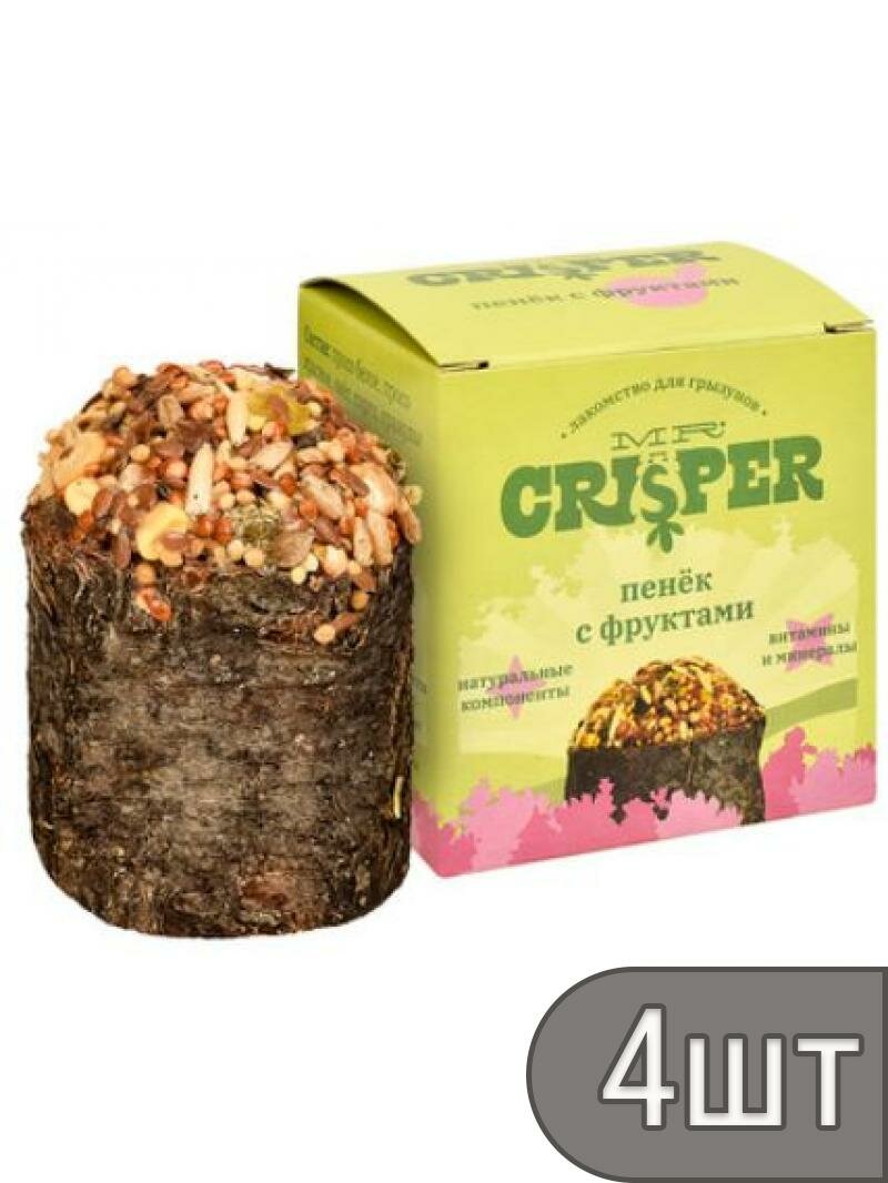 MR.Crisper Набор 4 шт Лакомство для грызунов "Пенек" с фруктами, 80г 0.32 кг