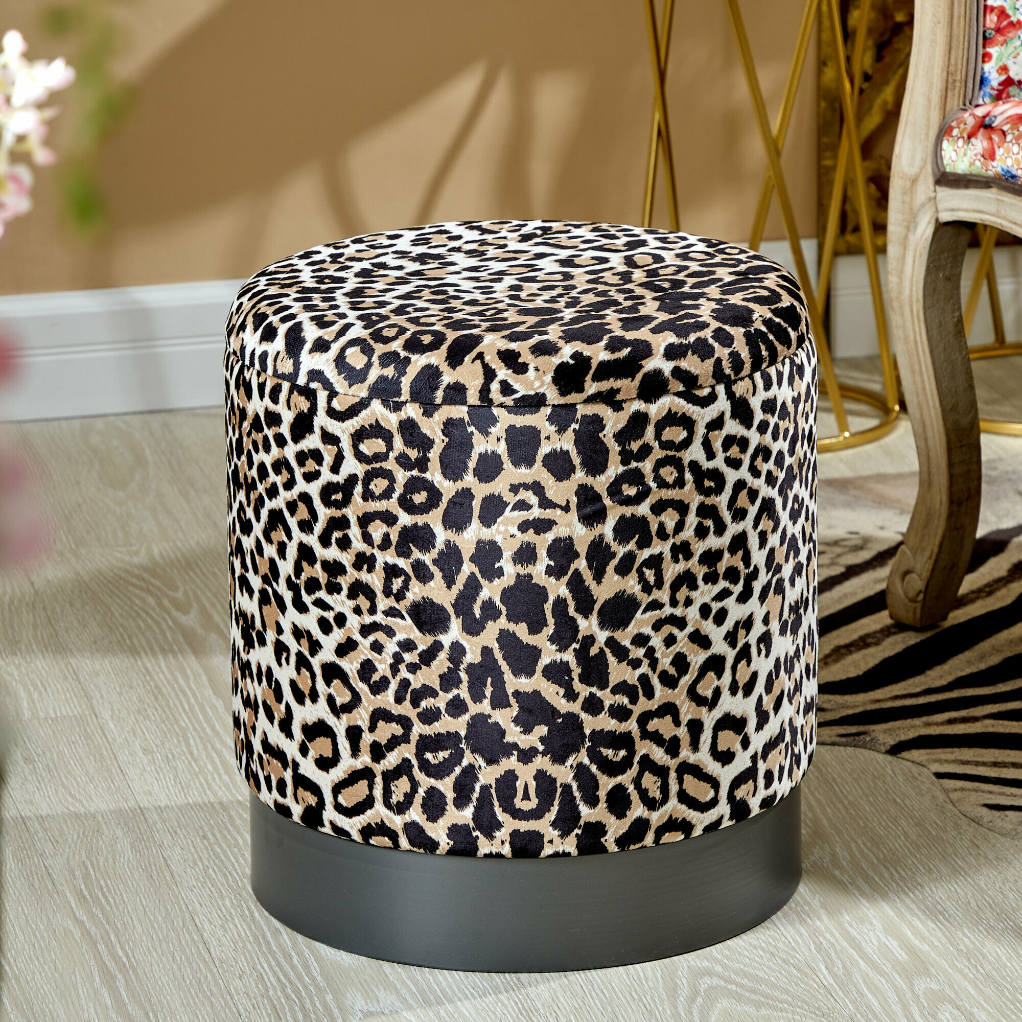 49-037 Пуф с крышкой 40x40x45см, МДФ, ткань, поролон, металл, Glasar