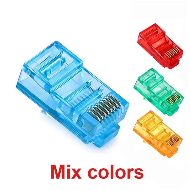 RJ45 коннектор Cat5/Cat5e, Mix Colors, 100 шт.