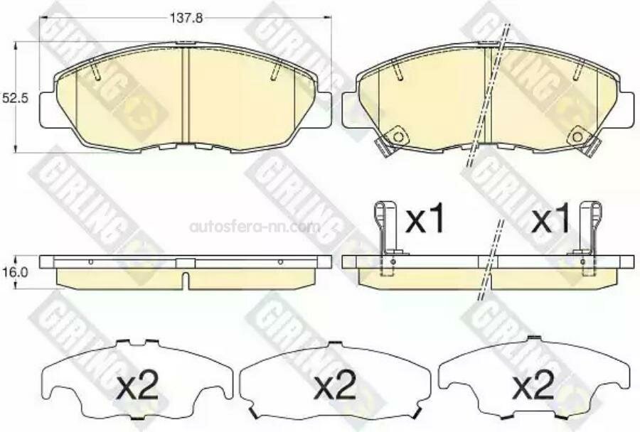 GIRLING 6136096 Колодки тормозные HONDA CIVIC 12- передние