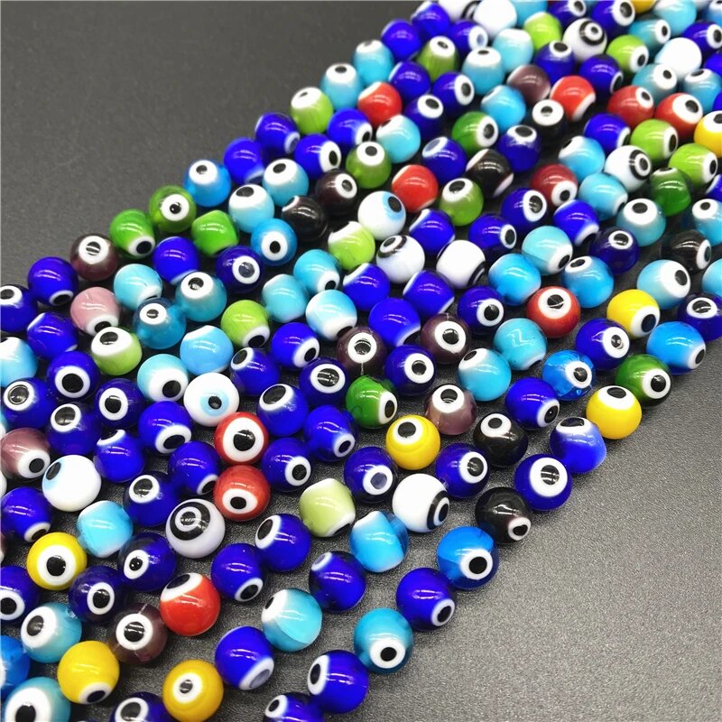 Стеклянные бусины глаза сглаза LXBENING 6/8/10 мм 6MM x 30PCS, 01