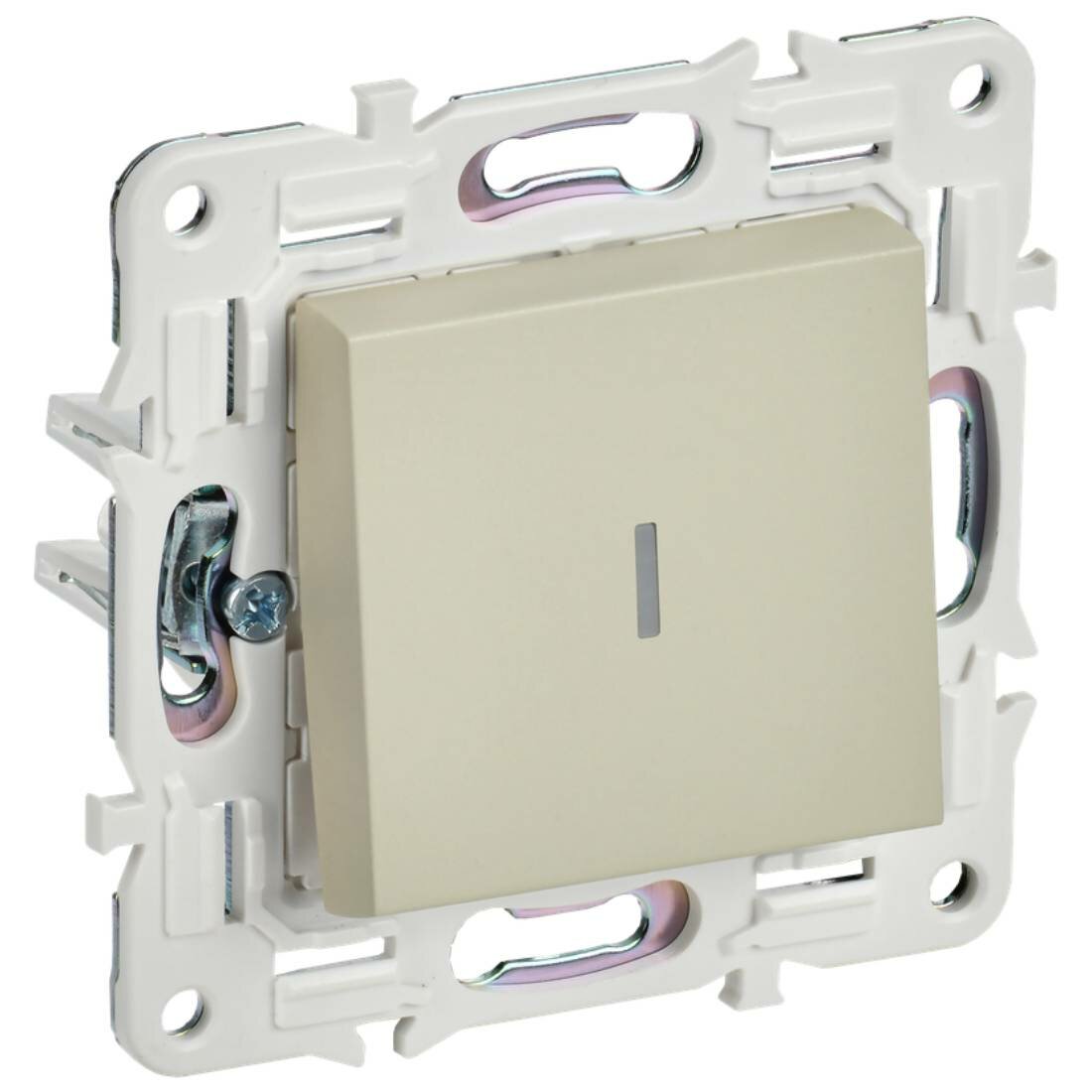 Механизм выключателя IEK SKANDY 1-клавишный с индикацией 10А бежевый SK-V07B SK-V10-1-10-K10