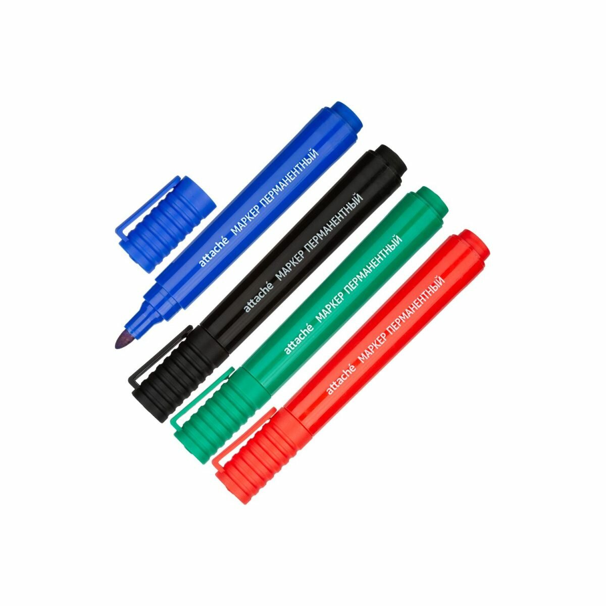 Набор перманентных маркеров Attache (2-3мм, круглый наконечник, 4 цвета) 4шт, 288 уп.