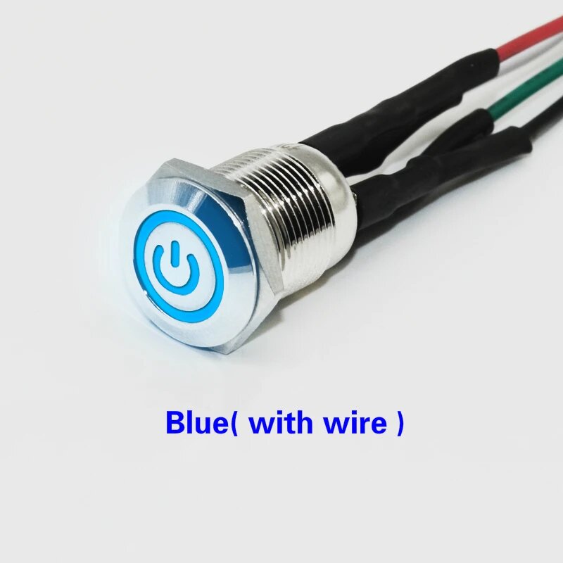 Металлический кнопка 12 мм, Blue(with wire), 3-6V
