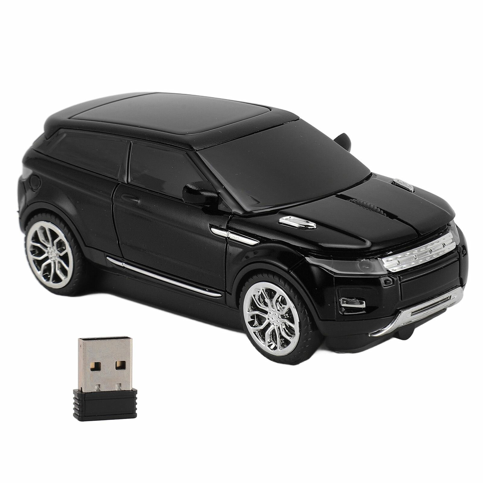 Беспроводная игровая мышь в форме автомобиля 2,4 ГГц 1600 точек на дюйм, классная 3D-мышь в форме автомобиля с USB-приемником для ноутбука, черная