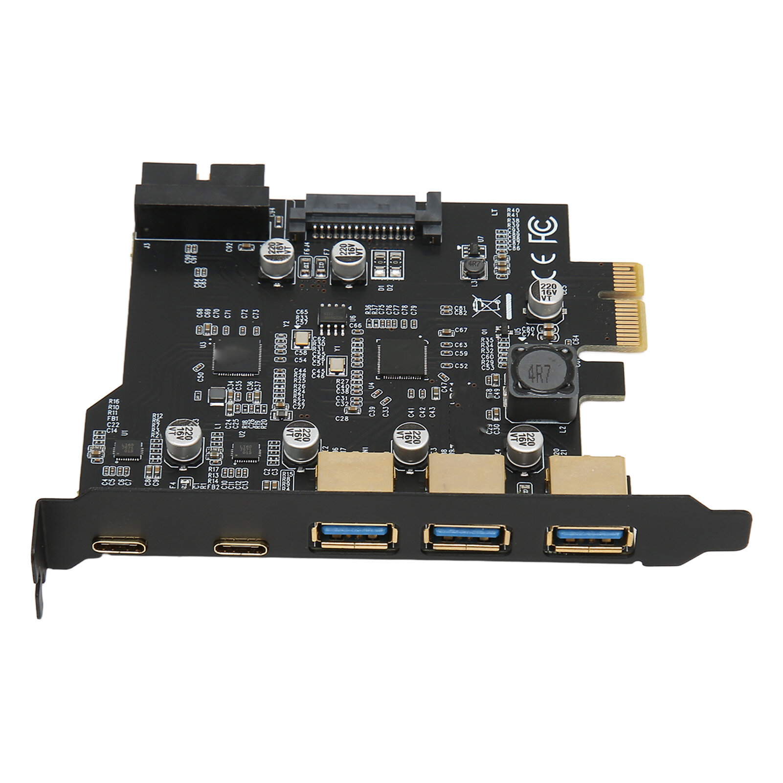 Карта расширения PCIE 1X на USB, 3x USB3.0, 2x Type C, 19-контактная 5-портовая карта расширения адаптера для настольных ПК