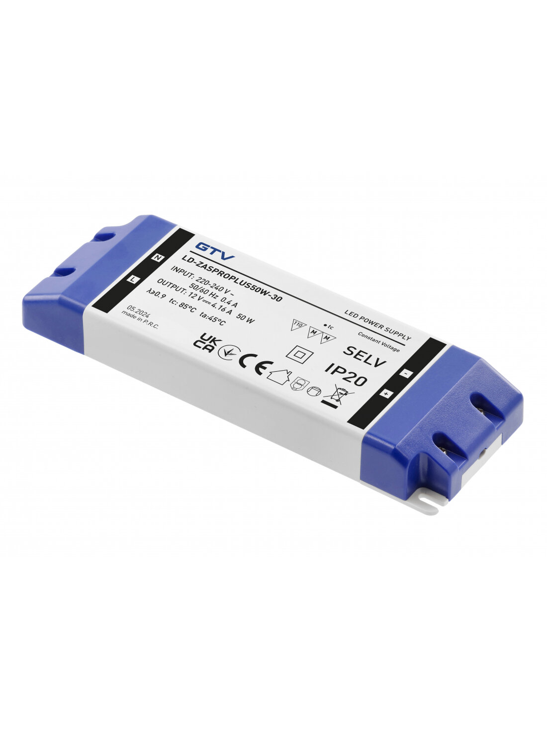 Блок питания GTV LED PRO+, для светодиодов, IP20, 50 Вт, 220/12 В