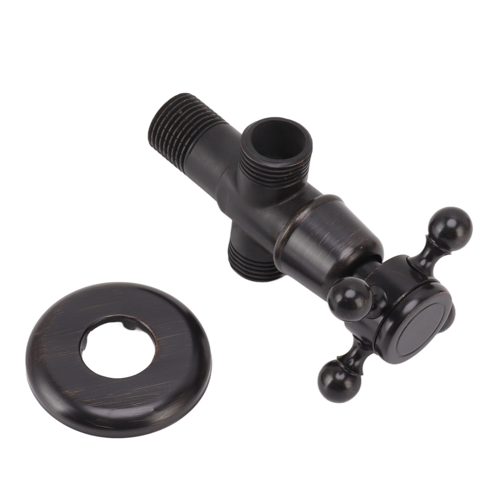 Угольный клапан ретро медный кросс -ручка с водяной остановкой для ванной комнаты туалет кухни смеситель