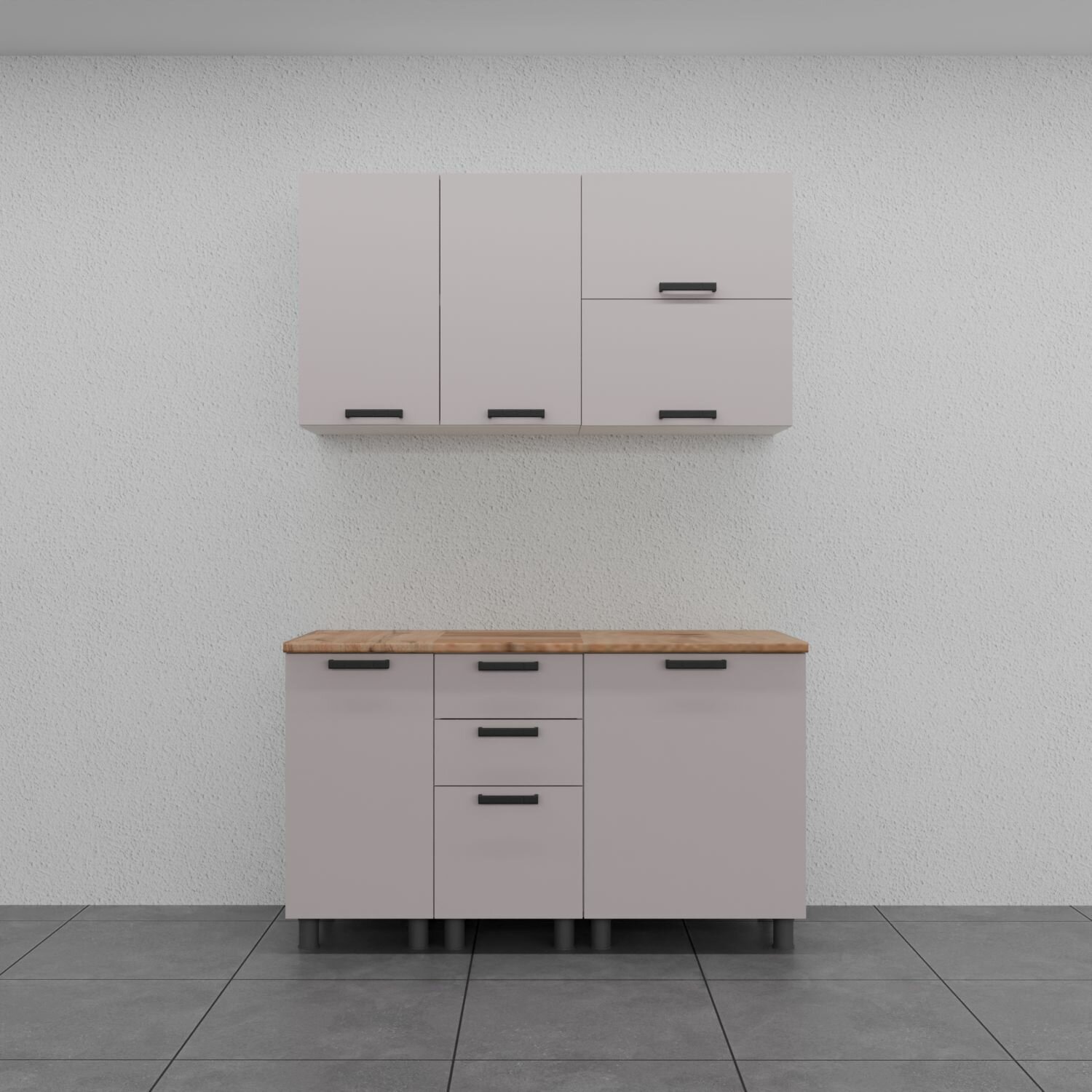 Кухонный гарнитур "Комфорт Эстетик", 1,4м, фасады МДФ, модульный, кашемир/сонома