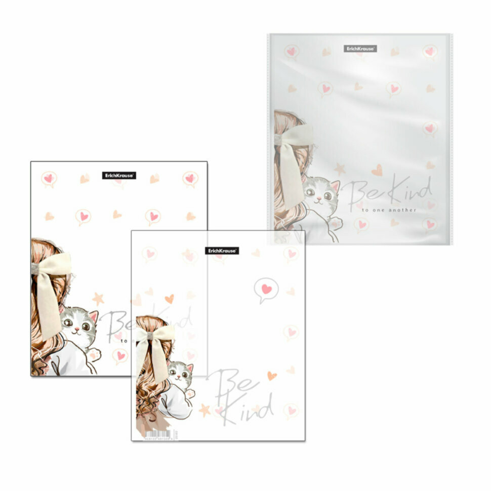 Обложки ПП для тетрадей и дневников ERICH KRAUSE "Lovely Friends", комплект 12 шт, 80 мкм, 212х347 мм, 55183, 272911