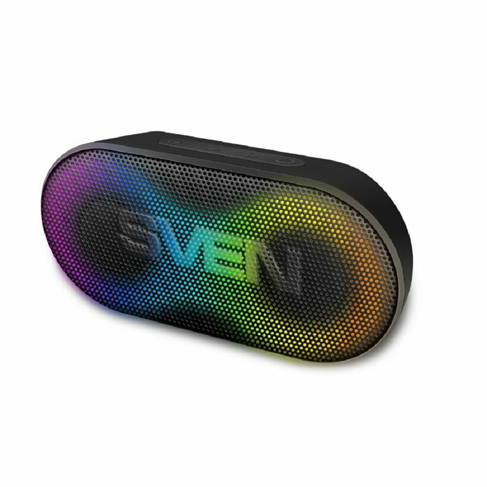 Портативная колонка с RGB-подсветкой SVEN PS-99, черный, 10 Вт, TWS, Bluetooth, 1800мА*ч (SV-022389)
