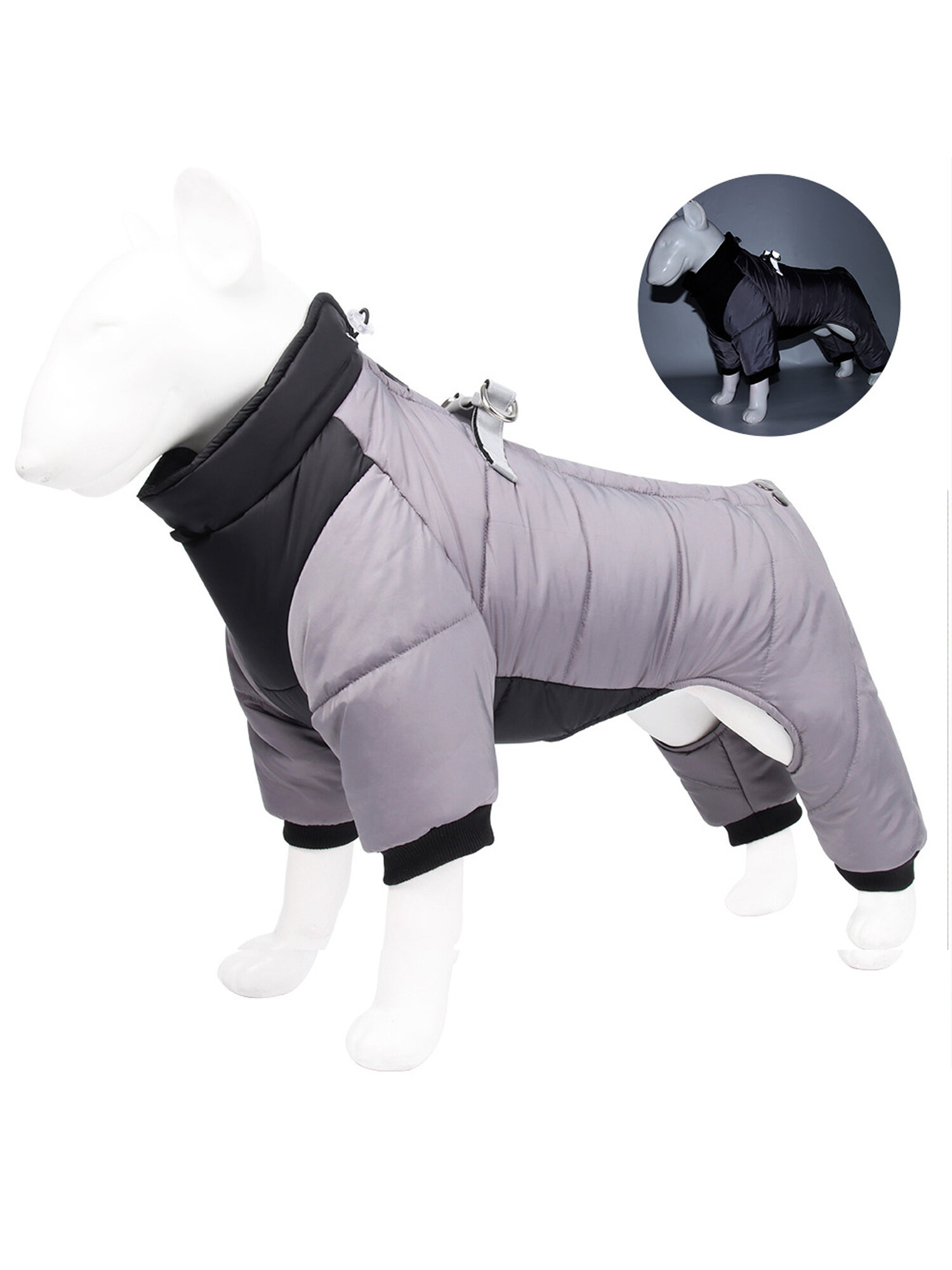 Одежда для собак зимняя, утепленная, против ветра, серый, XXL