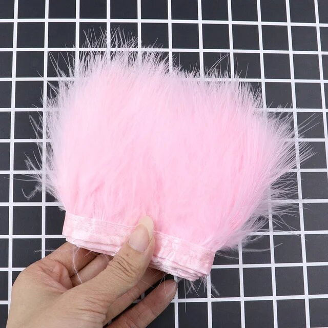 Пушистая бахрома из перьев индейки 8-10 см Розовый, 1 meter, Light pink