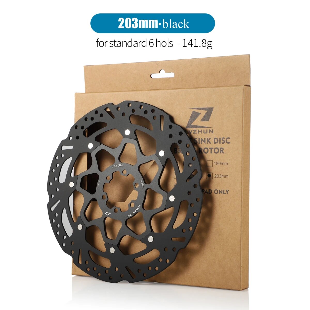 Lvzhun карбоновый керамический тормозной диск 140/160/180/203 мм 6-Bolt Black 203mm
