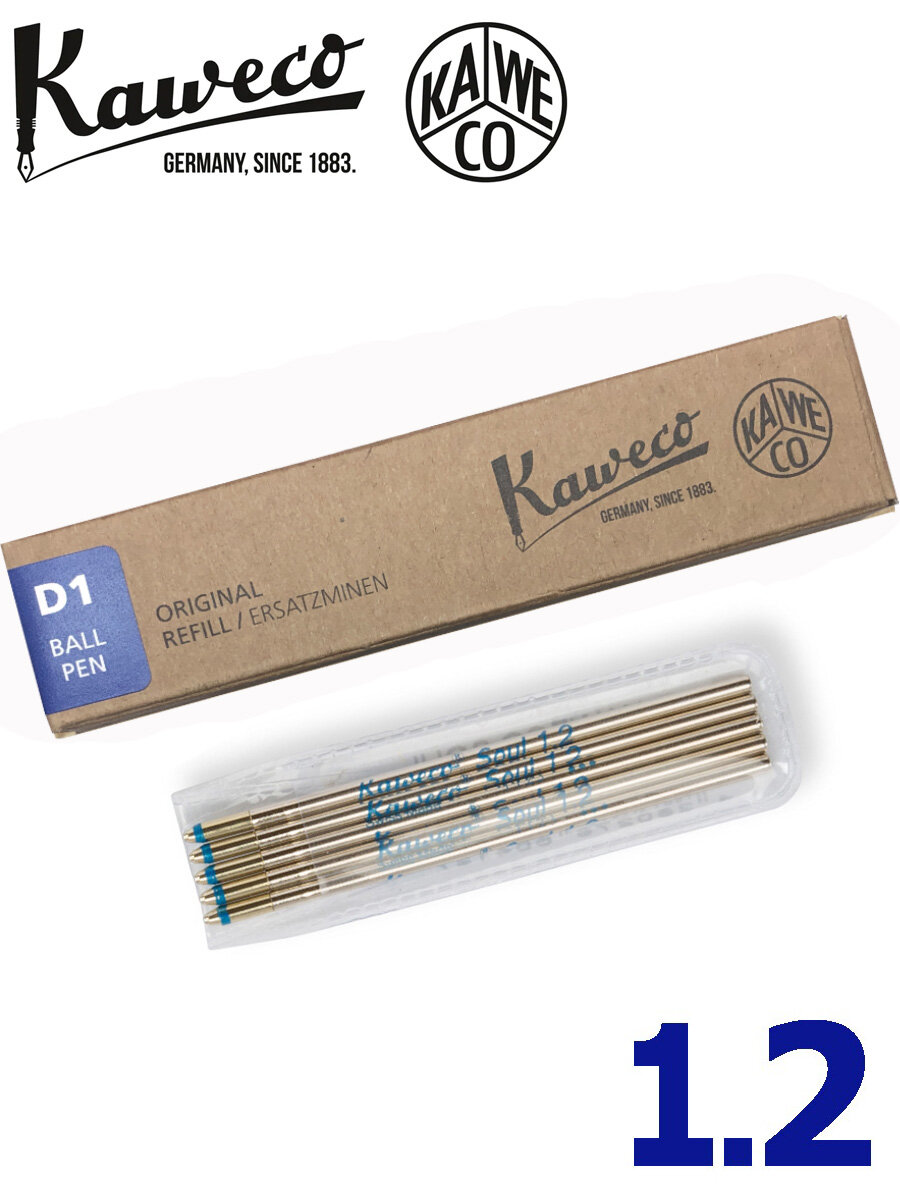 Набор стержней для шариковых ручек KAWECO D1 5 шт 1.2мм синий