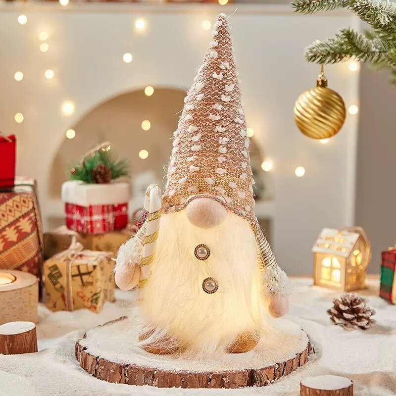 Ночник "Гном" в детскую комнату с теплой подсветкой, искусственный мех/пластик/синтепон/текстиль, белый