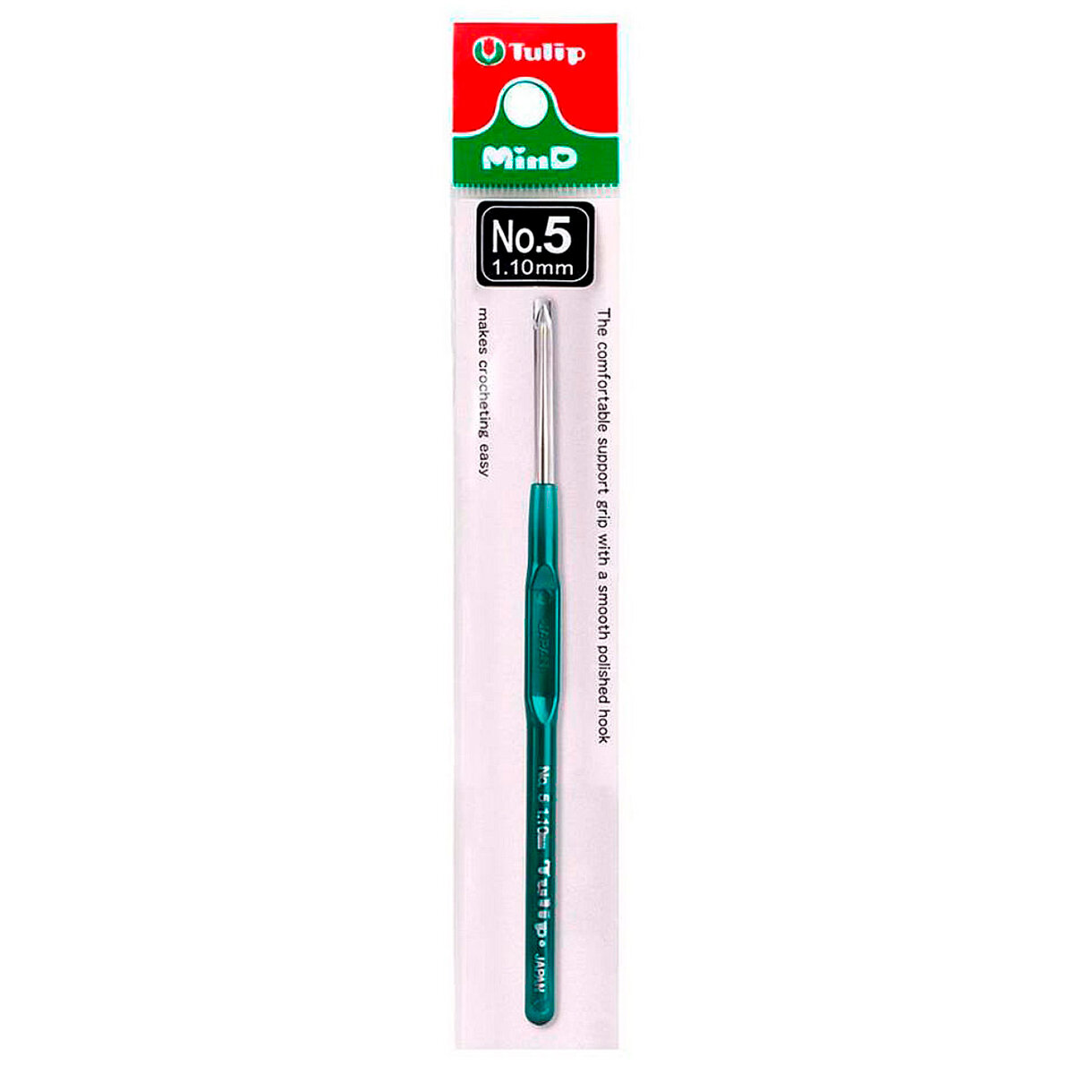 Крючок для вязания с ручкой "MinD" 1,1мм, сталь/пластик, золотистый/зеленый, Tulip, TA-1044e