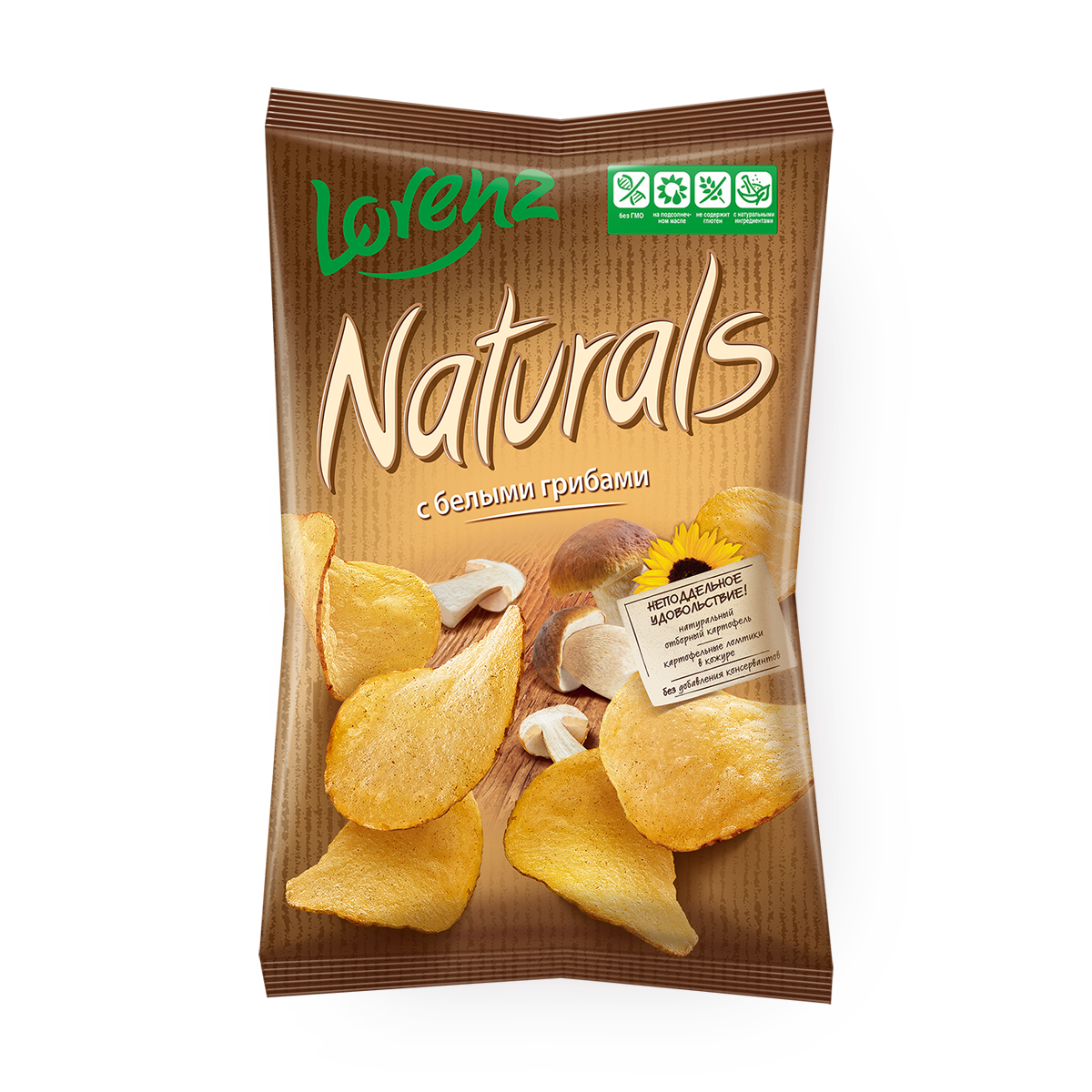 Чипсы Naturals Lorenz, картофельные, со вкусом белых грибов, 100 г, флоу-пак, 1 шт