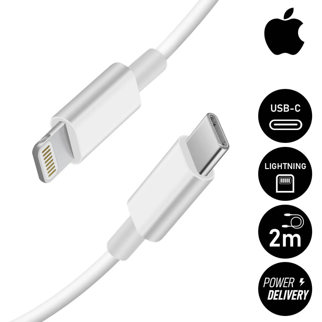 Кабель Type-C/Lightning, для Apple, быстрая зарядка, белый, 1м