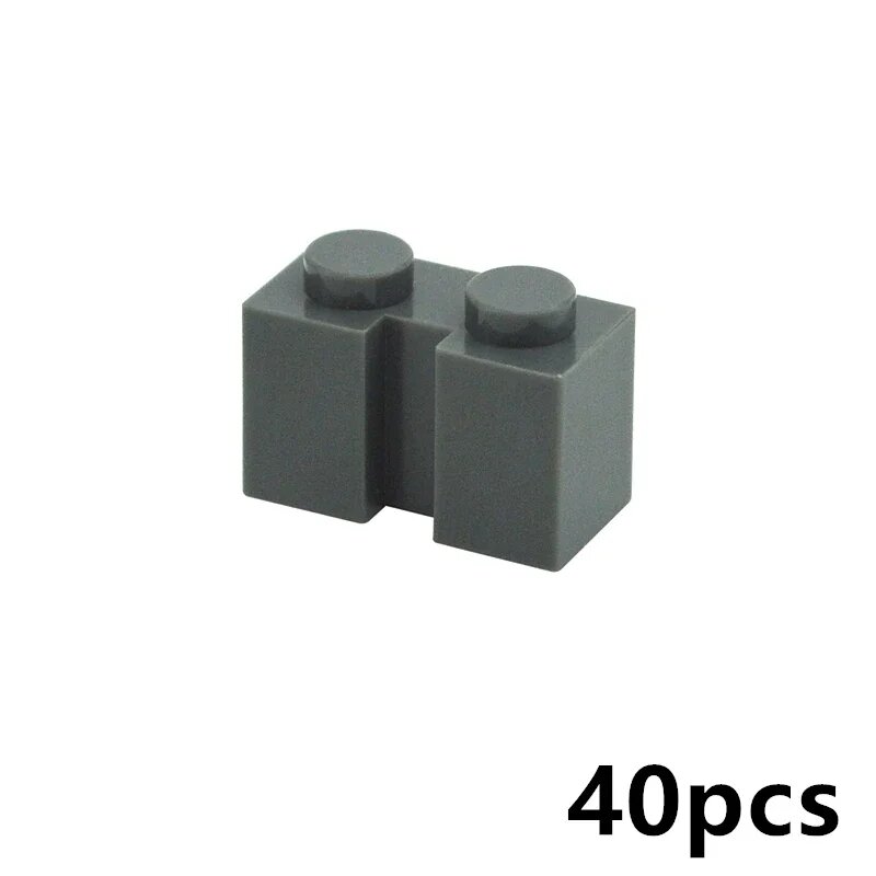 40 шт. строительные блоки Lego 1x2, серый (4216-dark gray)