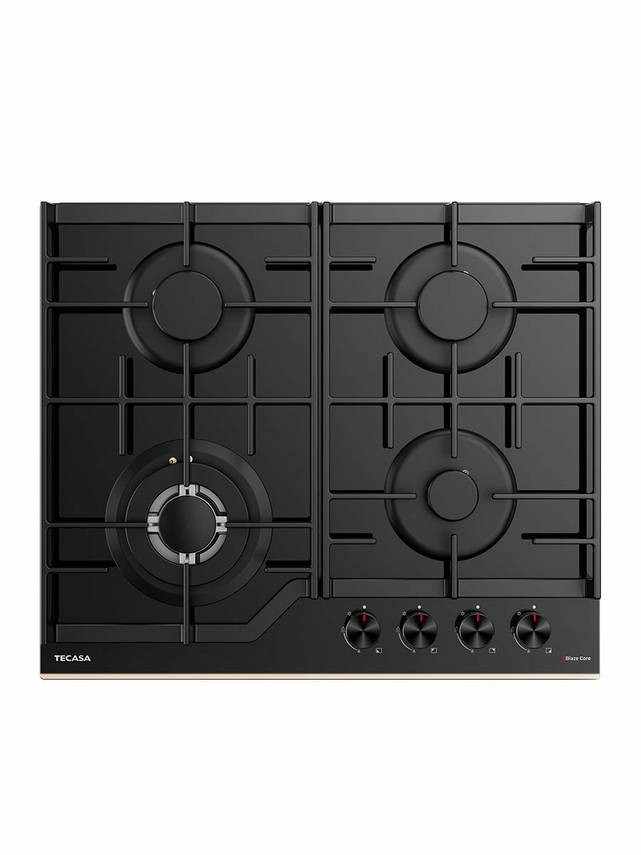 Газовая варочная панель TECASA встраиваемая 4 конфорки, WOK-конфорка, газ-контроль, 60 см, TGH61GCVB