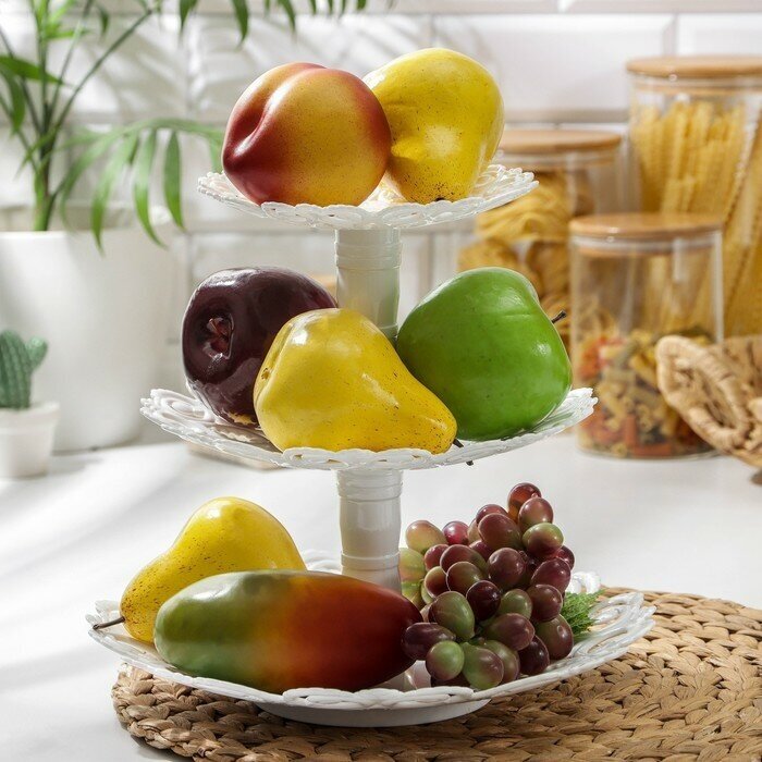 Фруктовница Альтернатива "Мелодия", 3-х ярусная 16 см, 21 см, 27 см, белый (М6407)