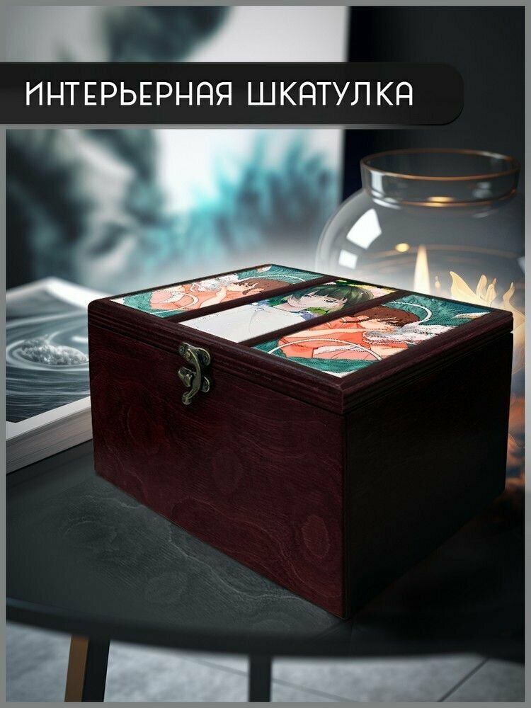 Шкатулка интерьерная Тройная для украшений вишневая 22x17x12 см Аниме унесенный призраками - 1