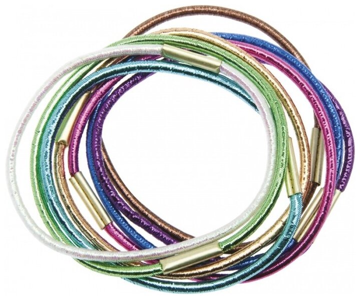 Dewal Beauty DBR15 Резинки для волос цветные блестящие, midi (8 шт) dewal beauty