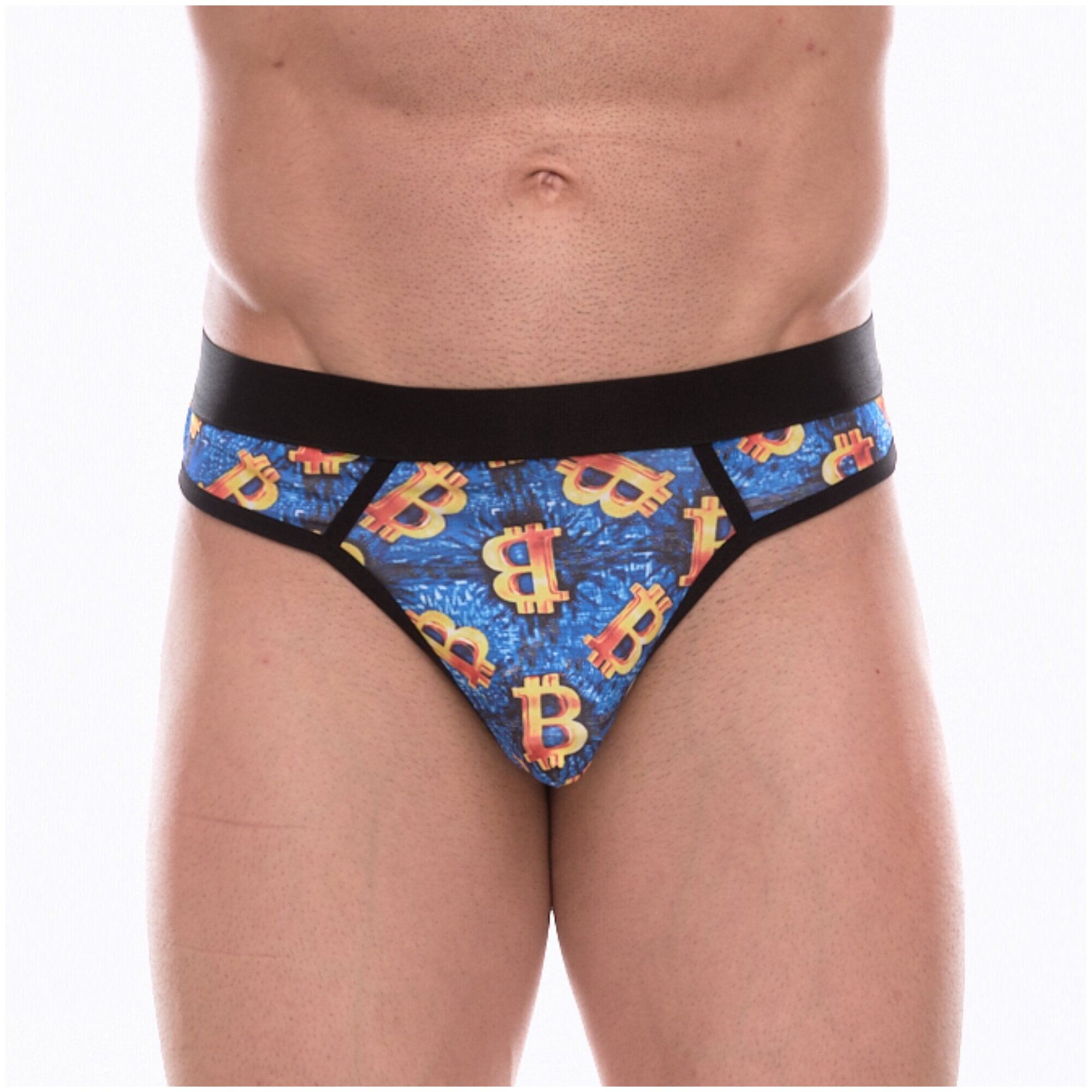 Мужские трусы стринги синие с разноцветным принтом Don Moris DM072239 L (48)