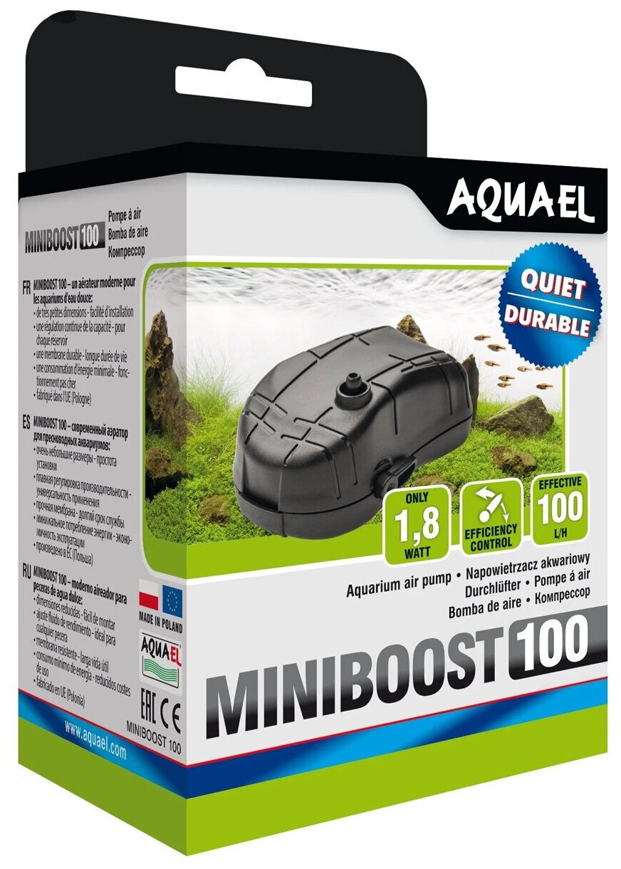 Компрессор AQUAEL MINIBOOST 100, 100 л/ч, для аквариумов объемом до 100 л (1 шт)