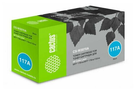 Картридж лазерный CACTUS (CS-W2070A) для HP Color Laser 150a/178nw/179fnw, черный, ресурс 700 страниц