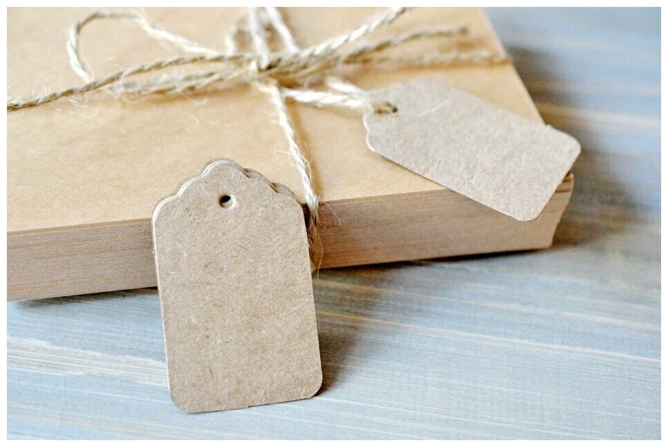 Бирки для подарков, 300 шт, фигурные, крафт, 35х55 мм