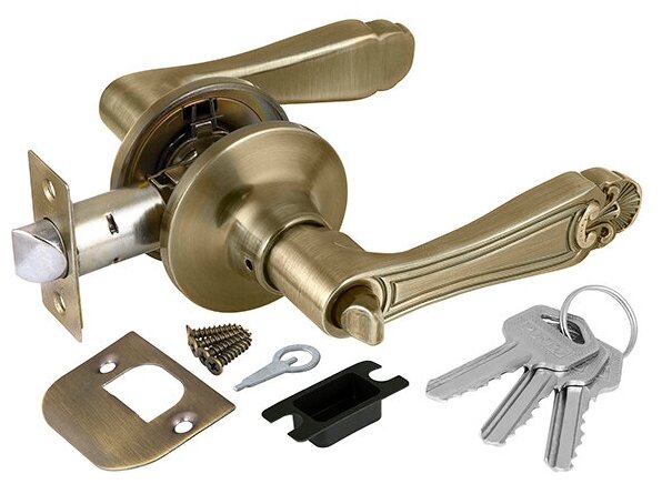 Ручка защелка 6037 AB-E (кл./фик.) бронза