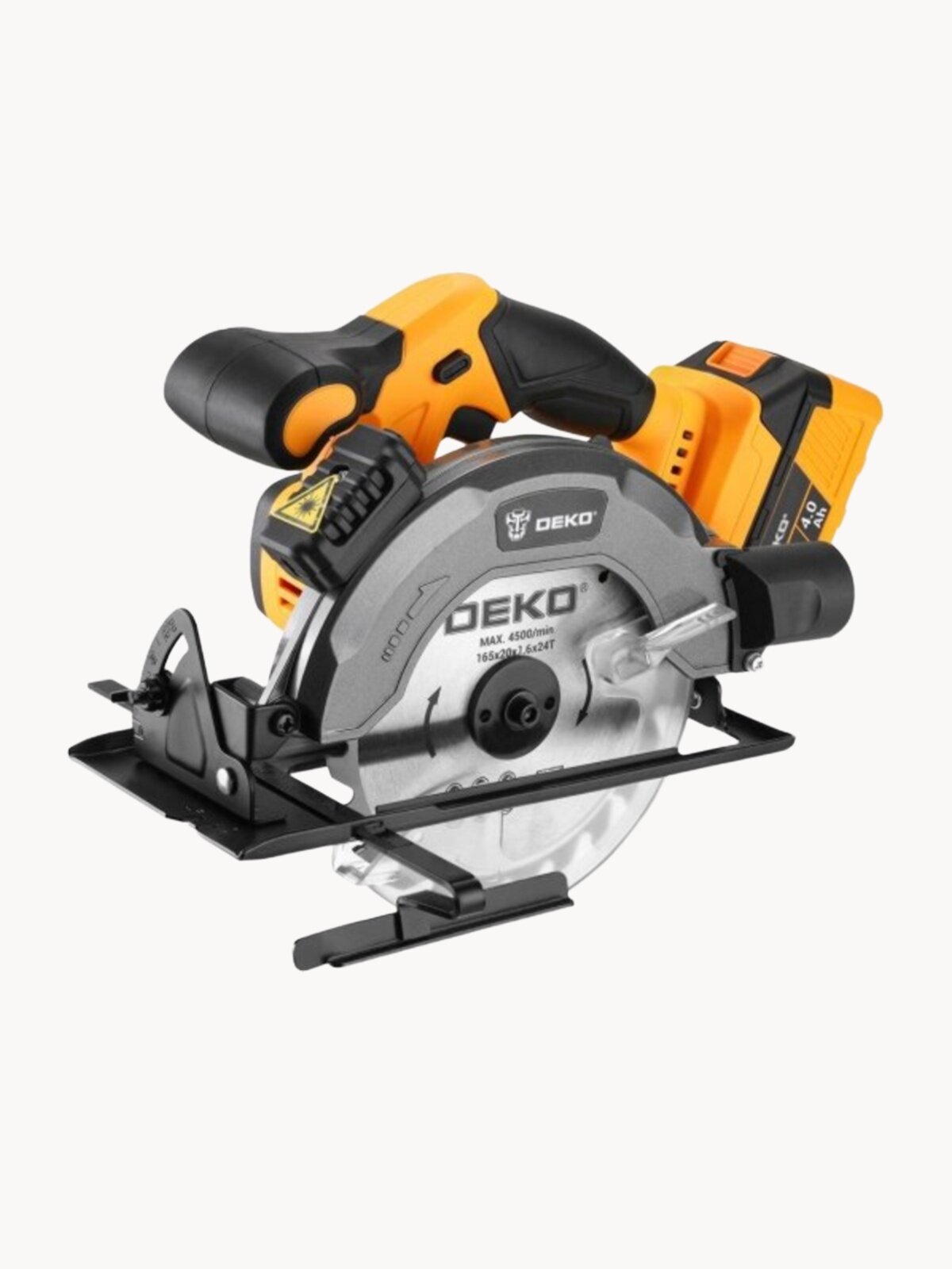 Дисковая (циркулярная) пила аккумуляторная Deko DKCS20DA, 20В, 165мм, 1x4.0Ач (085-1155)