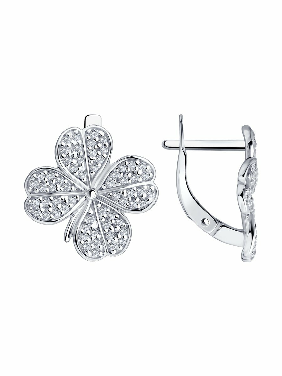 Серьги Diamant, серебро, 925 проба, родирование, фианит