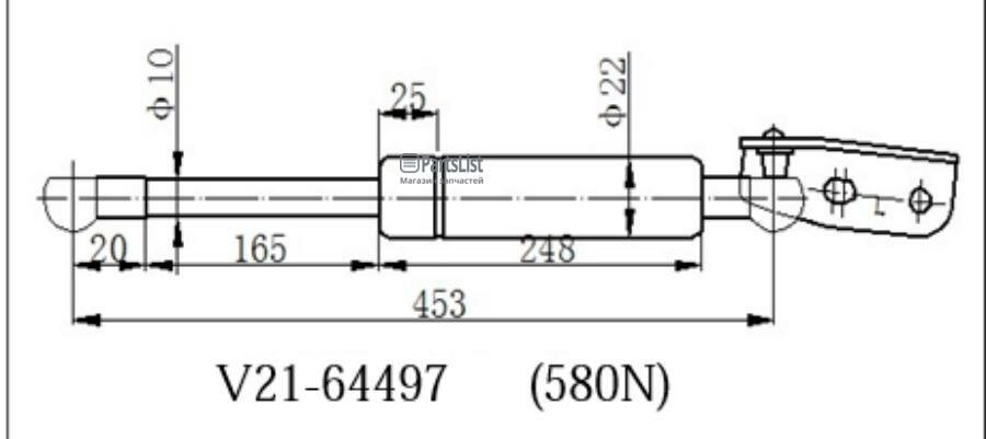 Амортизатор багажника JETT V21-64497 левый JETT арт. V21-64497