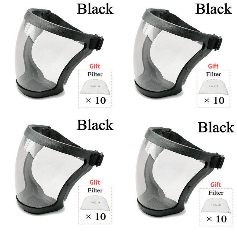 Защитная маска прозрачная полное покрытие с фильтрами Черный, 4 Black