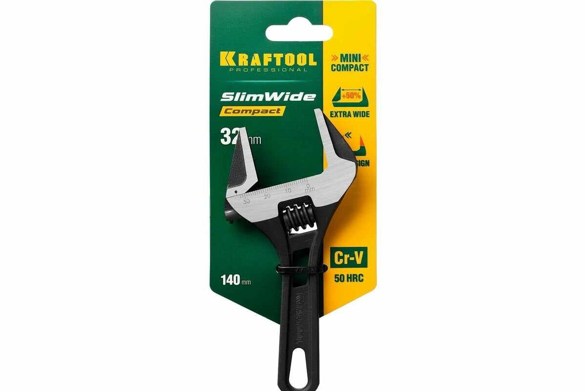 Разводной ключ KRAFTOOL SlimWide Compact, 140 / 32 мм (27266-20)